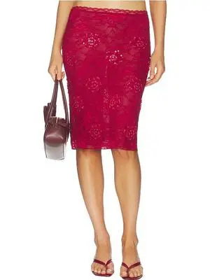 TIGER MIST Kirra Sequin Midi Skirt - Red