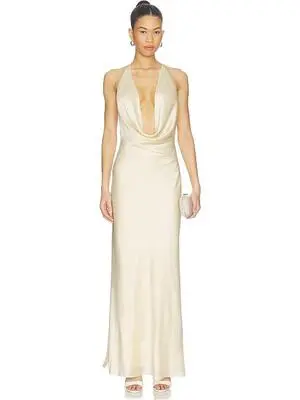 ROTATE BY BIRGER CHRISTENSEN Chiffon Halter Dress - Italian Straw