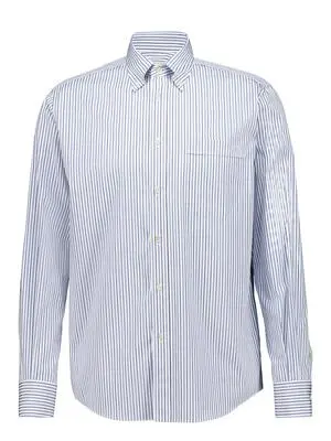 Valentino Garavani Blue Striped Cotton Long-Sleeve Shirt Blue