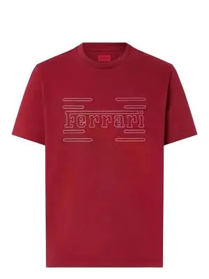 FERRARI Embroidered-logo T-shirt - Red