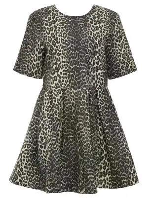 GANNI Buckle Leopard Print Mini Dress - Neutrals