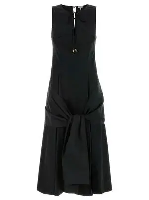 Loewe Tie-neck Midi Dress - Black
