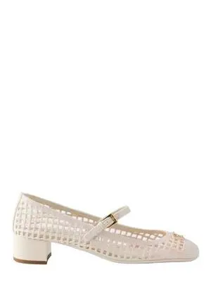 Prada Crochet Block-heel Mary Jane Pumps - Neutrals