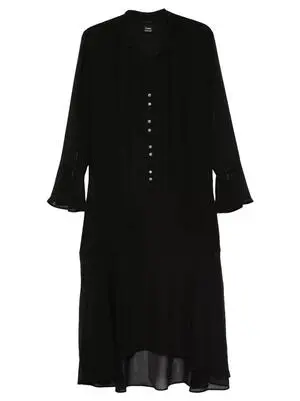 Pinko Georgette Button Front Tie Dress - Black