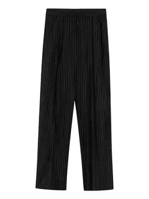 Max Mara Pinstriped Wool Trousers - Black