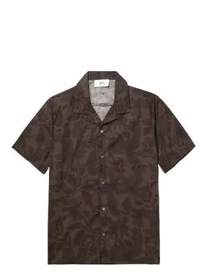Mr P. Camp-collar Floral-print Cotton Shirt - Brown