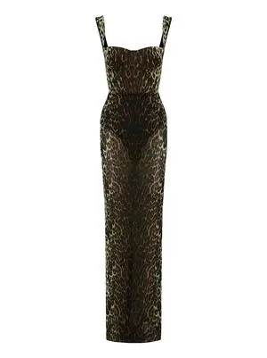 Alex Perry Leopard Print Gown - Brown