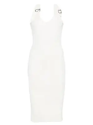Coperni C-logo Ribbed Midi Dress - Neutrals