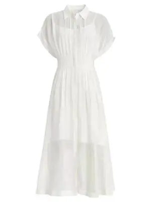 BOSS Pleated Shirt Midi Dress - White