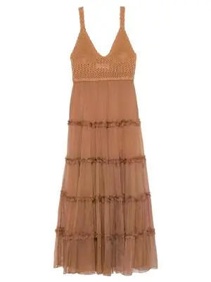 ERMANNO FIRENZE Crochet Ruffled Maxi Dress