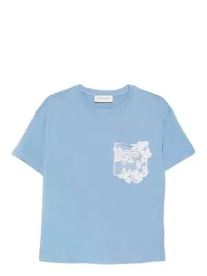 ERMANNO FIRENZE T-shirt With Floral Pocket - Blue