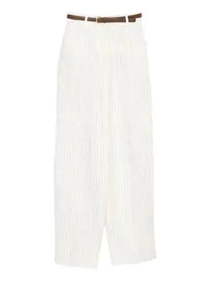 Max Mara Striped Belted Trousers - Neutrals