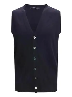 ARAGONA V-neck Sleeveless Cardigan - Blue