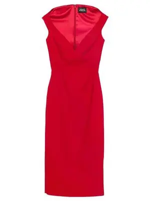 Solace London Monica V-neck Midi Dress - Red