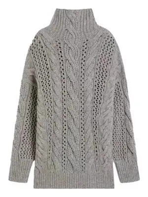 Sportmax Oversized Cable Knit Turtleneck Sweater - Grey