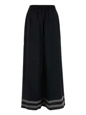 BODE Mathilde Stripe-embroidered Trousers - Black