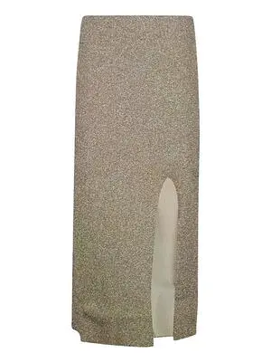 CIRCUS HOTEL Slit Midi Skirt Neutrals