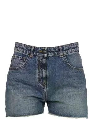 Palm Angels Palm-tree Frayed Shorts - Blue