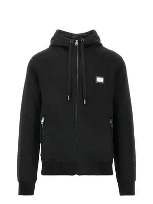 Dolce & Gabbana Hooded Zip-up Sweatshirt - Black