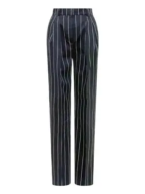MOMS PANTS Striped Silk Trousers - Blue