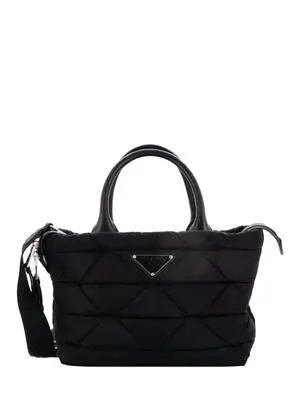 Prada Padded Quilted Re-nylon Leather Satchel - Black