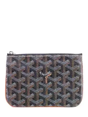 Goyard Senat Zip Pouch Coated Canvas Mini Clutch - Brown