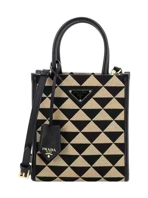 Prada Symbole Shopper Tote Jacquard Mini Crossbody Bag - Neutrals