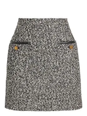 Max Mara Cosa Leather-trimmed Wool-blend Tweed Mini Skirt - Black