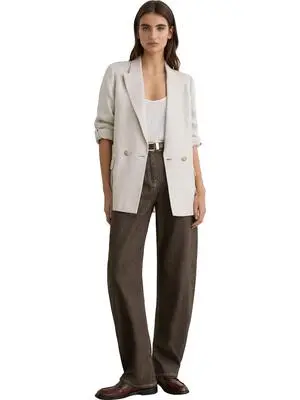 REISS Sabel Barrel-leg Jeans - Brown