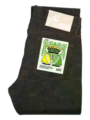 Naked & Famous Denim Weird Guy Citrus Kasuri Selvedge Jeans - Blue