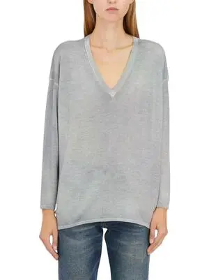 Avant Toi V-neck Long Sleeve Sweater - Grey