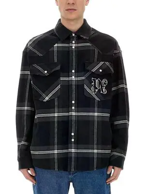 Palm Angels Monogram Checked Shirt - Black