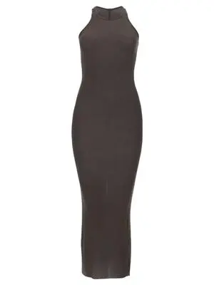 Rick Owens Ribbed Midi Dress - Grey
