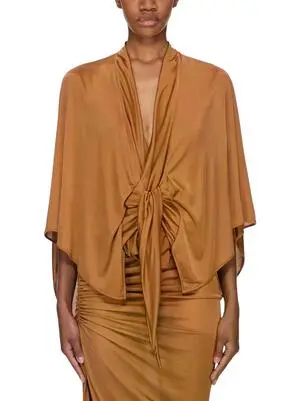 Rick Owens Knot-Detail Blouse Brown