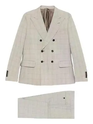 REVERES 1949 Double-breasted Patterned Suit - Neutrals