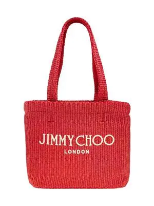 JIMMY CHOO Embroidered Woven Tote Bag - Red