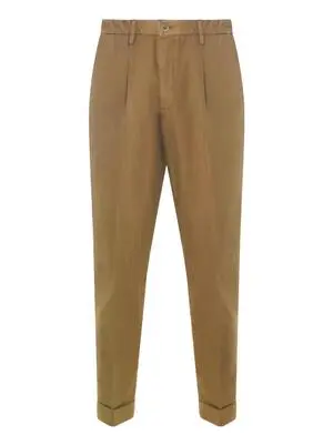 GTA Button Pleated Trousers - Brown
