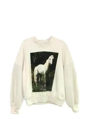 ANNTIAN Horse-print Crewneck Sweatshirt - Neutrals