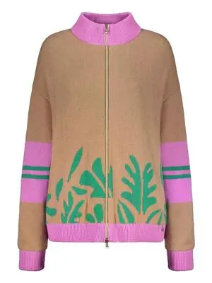 Herno Zip-up Leaf-pattern Cardigan - Brown