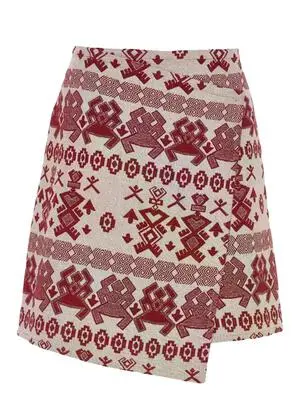 Devotion Geometric-pattern Mini Skirt - Neutrals