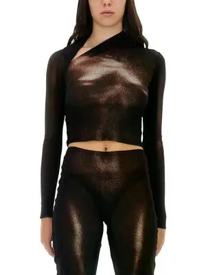 JEAN PAUL GAULTIER Dust-print Long-sleeve Top - Brown