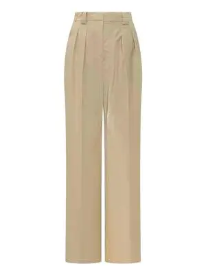 MOMS PANTS Pleated Wool Trousers - Neutrals