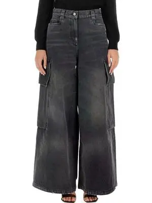 Palm Angels Wide Leg Jeans - Grey