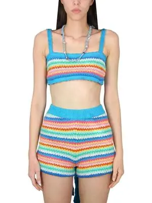 Alanui Striped Crop Top - Blue