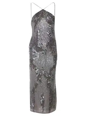 Patrizia Pepe Sequined Maxi Dress - Grey
