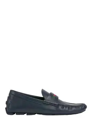 Gucci Logo Detail Leather Loafers - Blue
