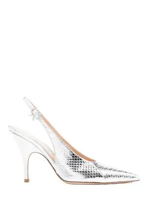 GIANVITO ROSSI Sofia Point Reptile-effect Pumps - Silver