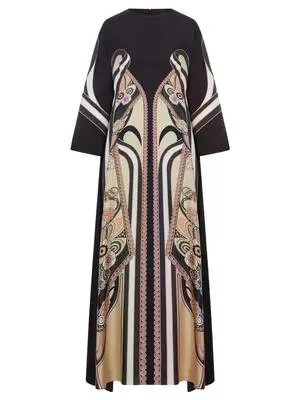 La DoubleJ Crew-Neck Silk Dress Black