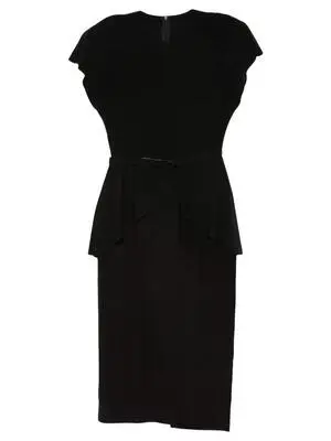 Norma Kamali Belted Peplum Midi Dress - Black