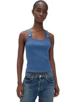 Still Here Snap Tank Top - Blue